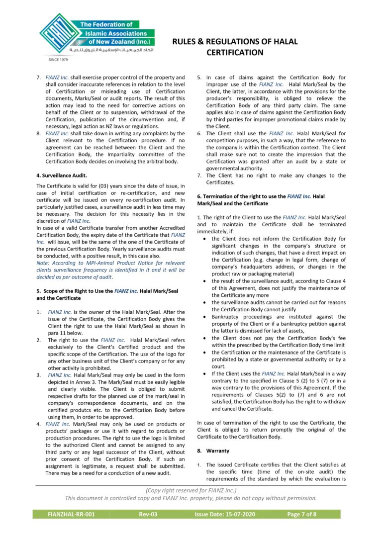 Rules & Regulations of Halal Certification – Fianz Halal